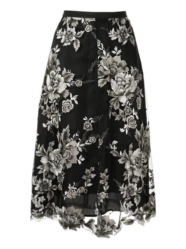 Antonio Marras Floral-embroidered Skirt - Black