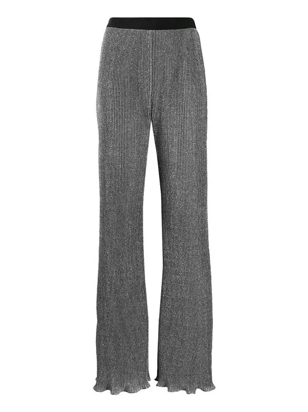 Alberta Ferretti Lurex Knit Flared Trousers - Black