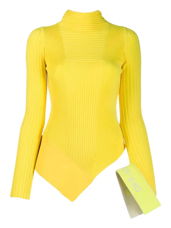 Off-White Asymmetric Knitted Top - Yellow