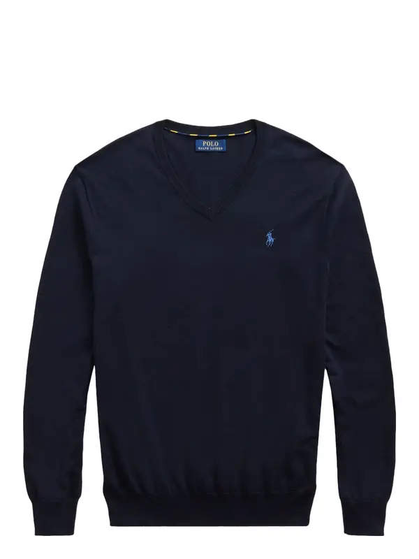 Polo Ralph Lauren Logo V-neck Jumper - Blue