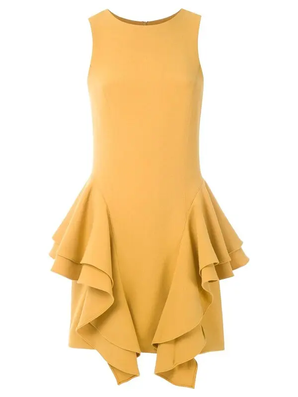OLYMPIAH Frill Paneled Sleeveless Dress - Yellow