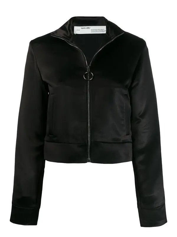 Off-White Contrast Stripe Zip-front Jacket - Black
