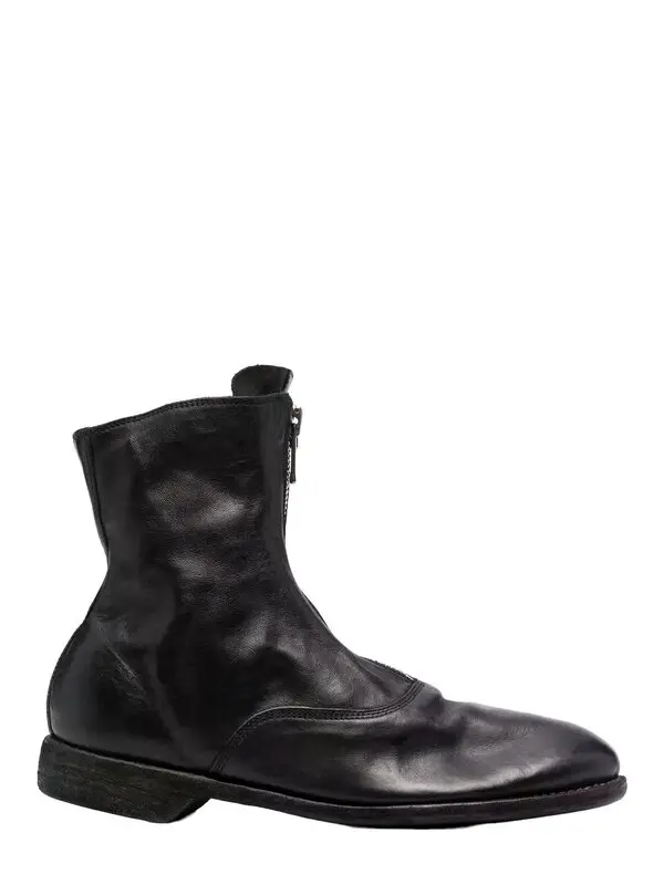 Guidi Zip Front Ankle Boots - Black