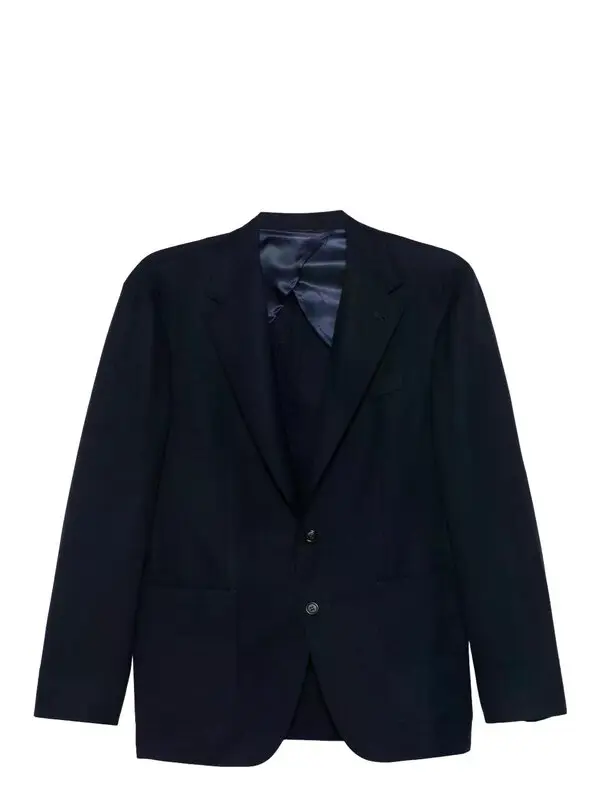 Canali Fitted Fine Knit Blazer - Blue