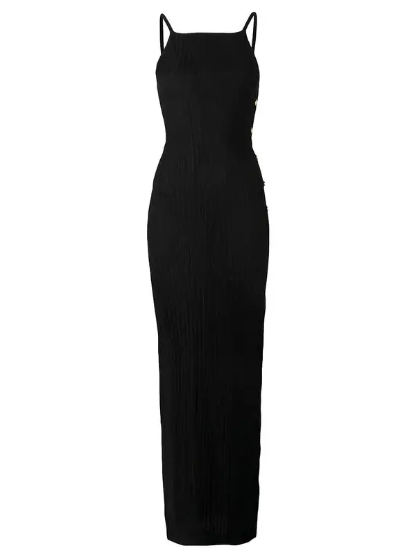Balmain Knit Maxi Dress With Slit - Black
