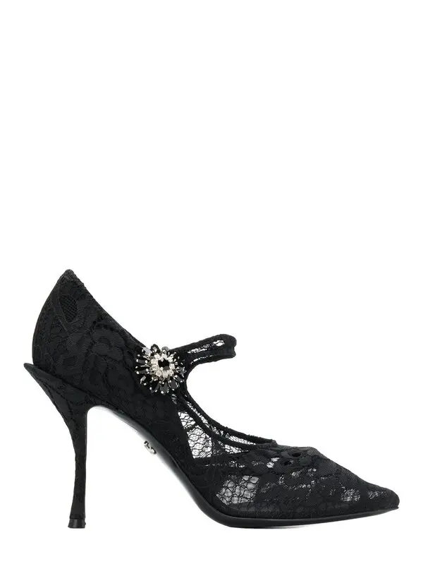 Dolce & Gabbana Mary Jane Lace Pumps - Black