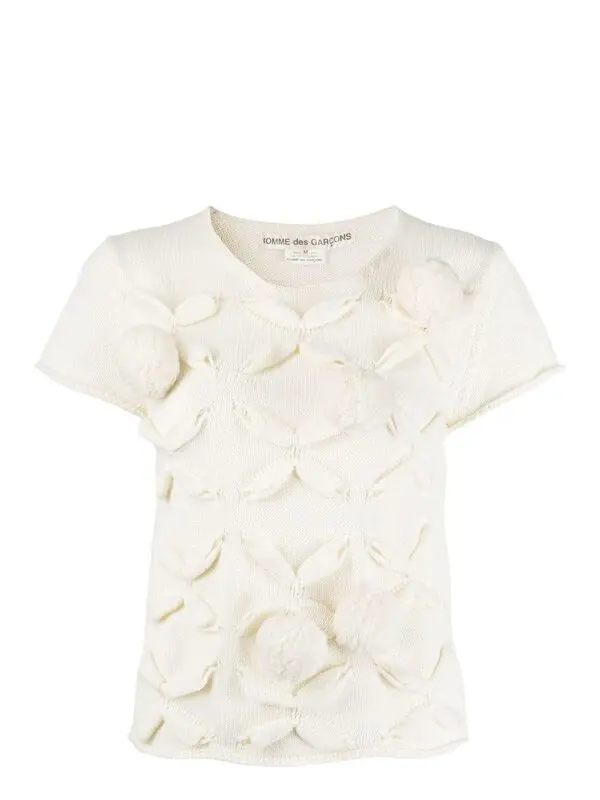 Comme Des Garçons 2003 Pompom Embellished Knitted T-shirt - Neutrals
