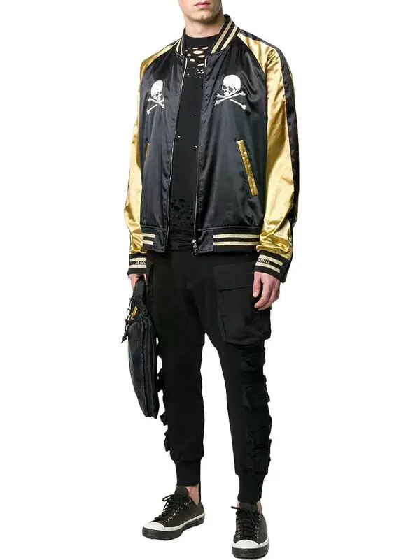 MASTERMIND WORLD Skull Print Bomber Jacket - Black