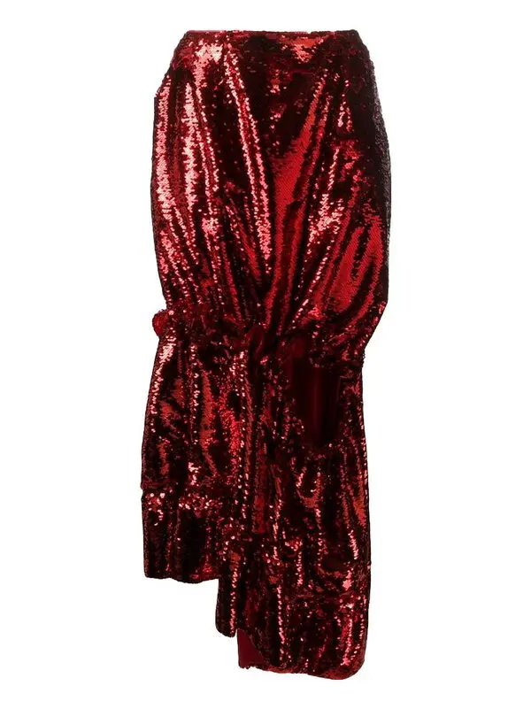 Simone Rocha Sequin Split Seam Midi Dress - Red