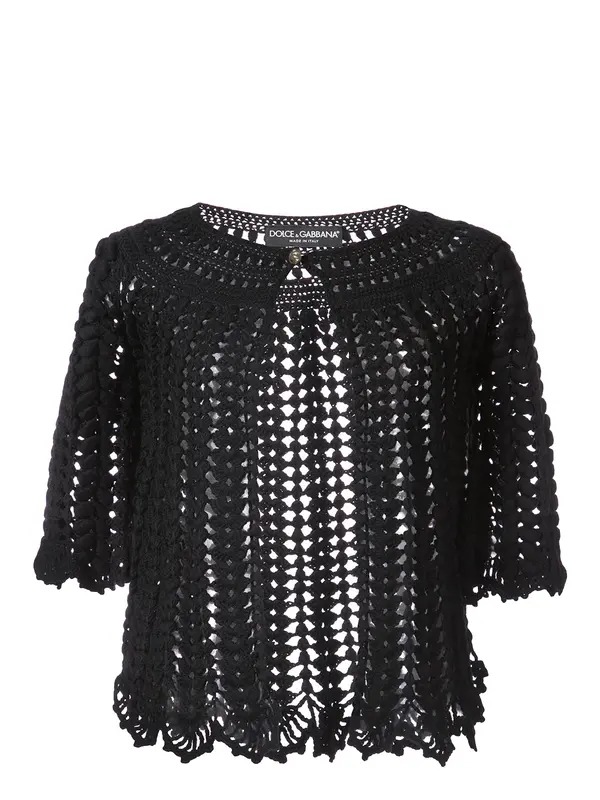 Dolce & Gabbana Cropped Knit Cardigan - Black