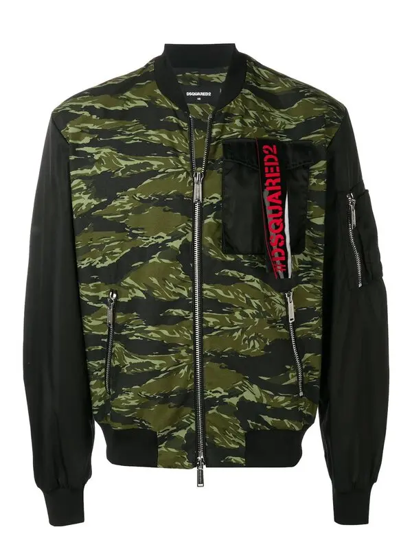 Dsquared2 Camouflage Bomber Jacket - Black