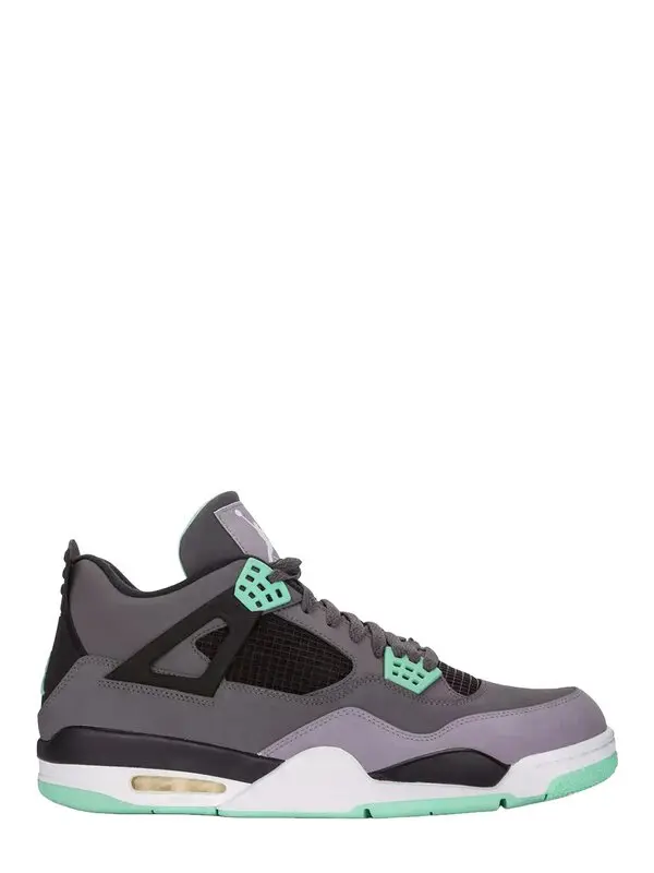 JORDAN Air 4 Retro Green Glow Sneakers - Grey
