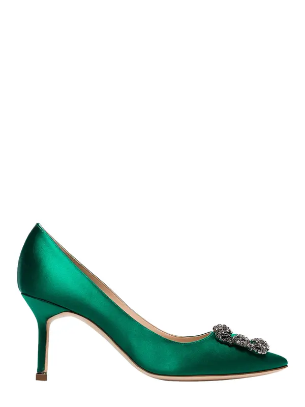 Manolo Blahnik Hangisi 70mm Appliqué Pumps - Green