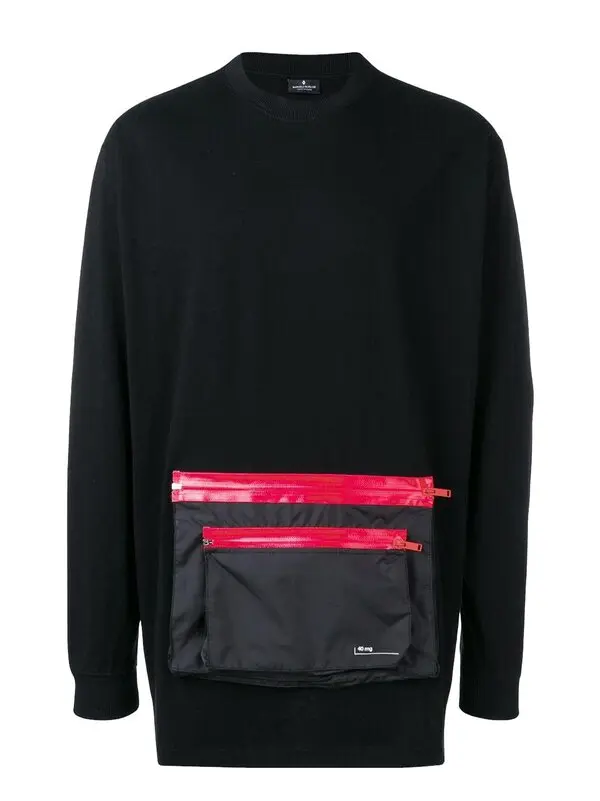 COUNTY OF MILAN Marcelo Burlon Cotton Sweatshirt With Zipped Pocket Detail - Black