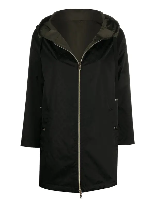 Herno Jacquard Hooded Coat - Black