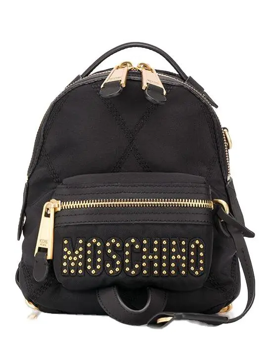 Moschino Mini Studded Logo Backpack - Black