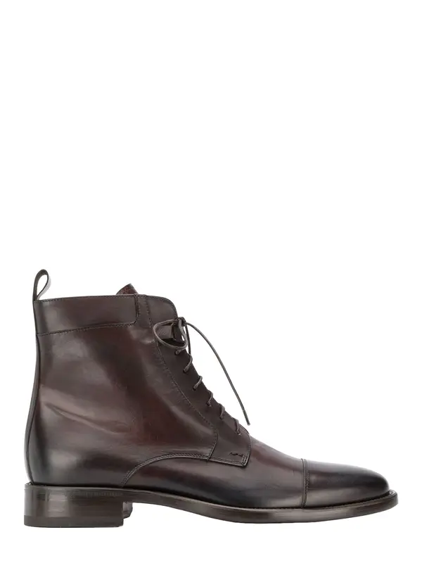 SCAROSSO Leather Lace-up Boots - Brown