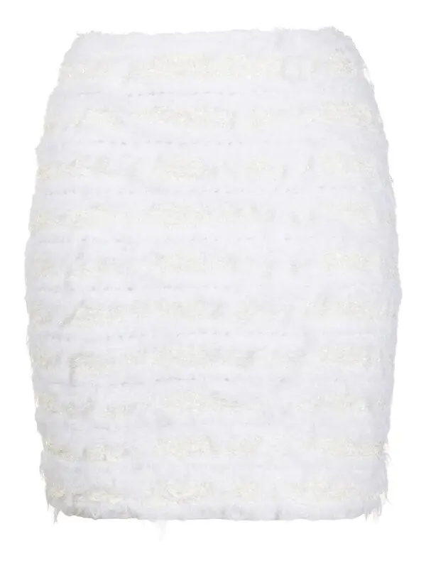 Balmain Fitted Tweed Mini Skirt - White