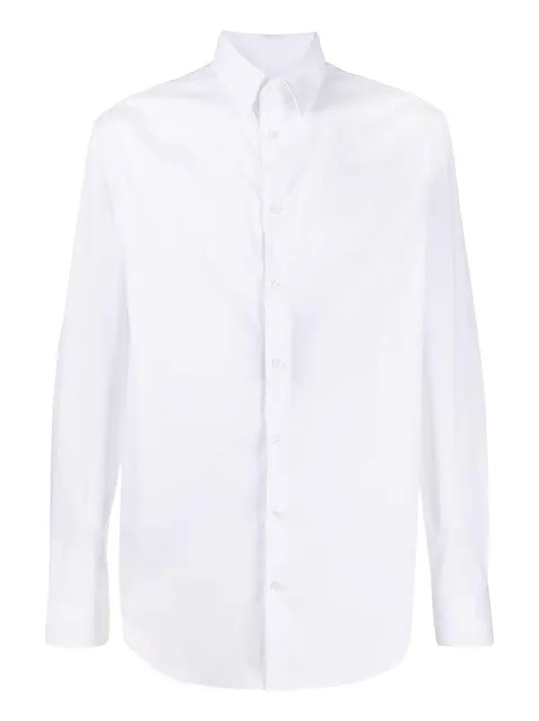 Giorgio Armani Curved Hem Longsleeved Shirt - White