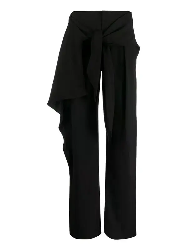 Chloé Tie Front Wide Leg Trousers - Black