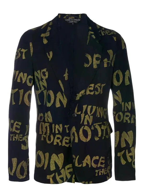 Comme Des Garçons Typographic-print Blazer - Blue