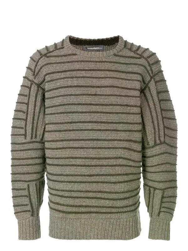 Issey Miyake Tonal Striped Jumper - Brown