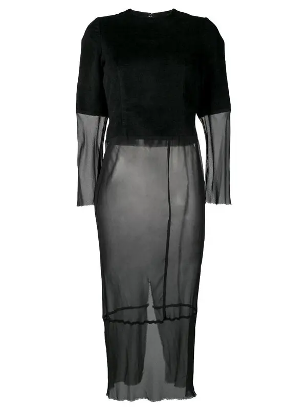 Comme Des Garçons 1993's Sheer Detail Dress - Black