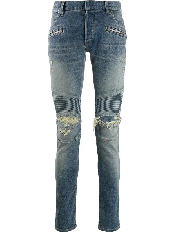 Balmain Slim-fit Ripped Jeans - Blue