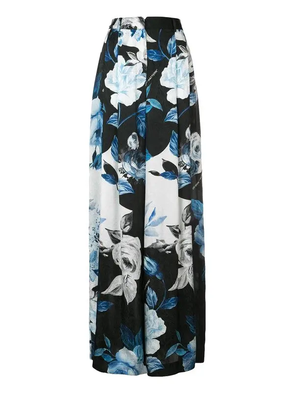 Off-White Floral Palazzo Pants - Black