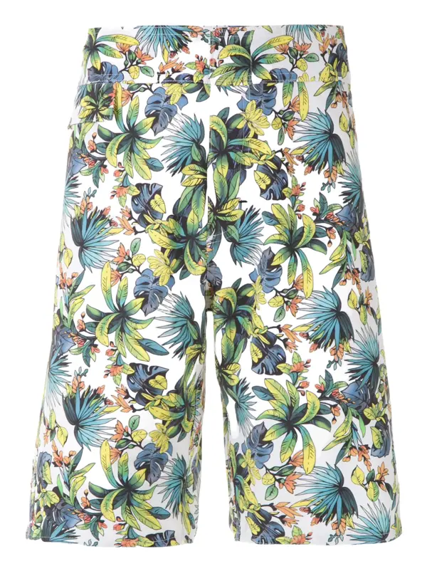 AMIR SLAMA Foliage Print Swim Short - White