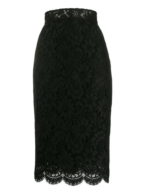Dolce & Gabbana Lace-overlay Pencil Skirt - Black