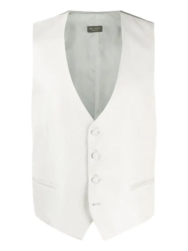 DELL'OGLIO V-neck Silk Waistcoat - Grey