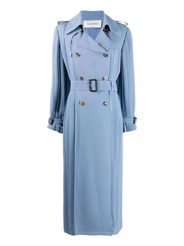 Valentino Garavani Pleated Trench Coat - Blue