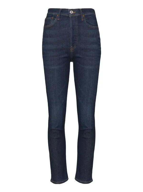 RE/DONE Cropped High-rise Skinny Jeans - Blue