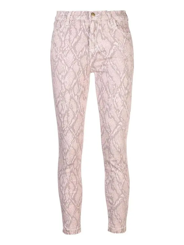 J Brand Snakeskin Print Cropped Skinny Jeans - Pink