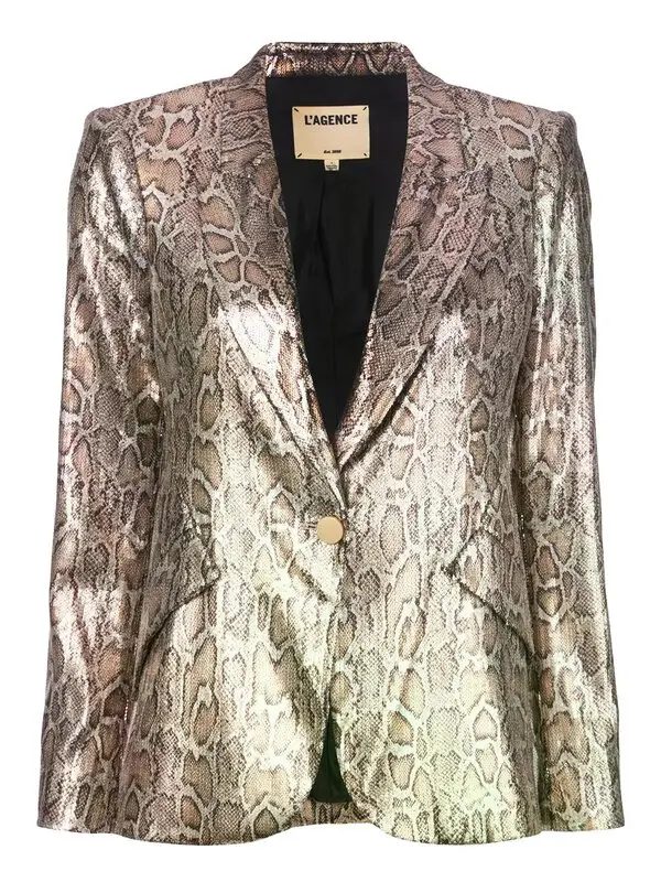 L'Agence Sequin Leopard Print Blazer - Brown