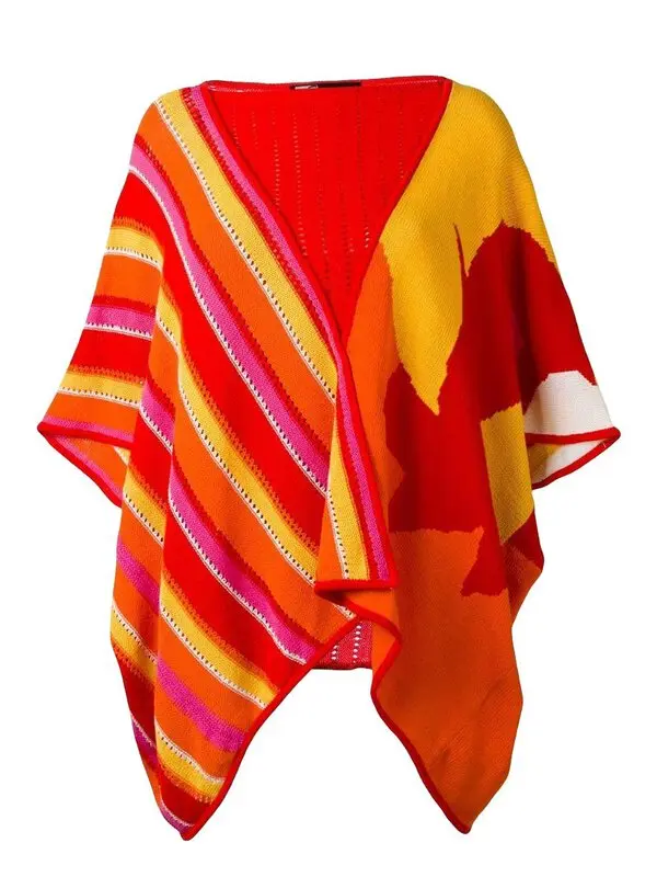 KANSAI YAMAMOTO 1980s Striped Patterned Poncho - Multicolour