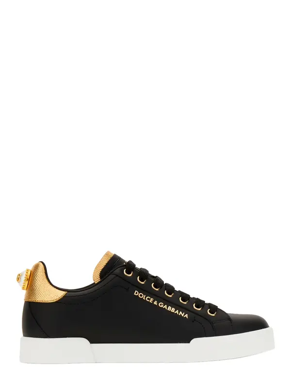 Dolce & Gabbana Portofino Leather Sneakers - Black