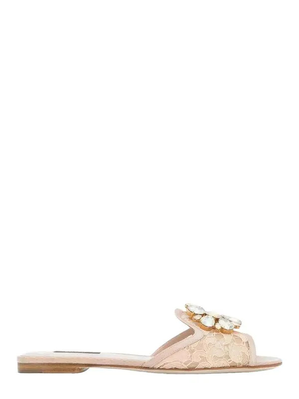 Dolce & Gabbana Crystal-embellished Lace Sandals - Neutrals