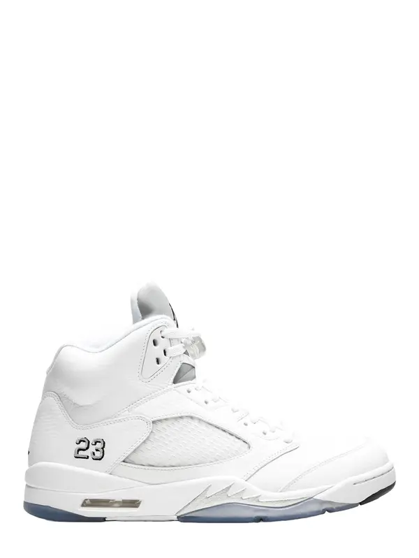 JORDAN Air 5 Retro Metallic Silver Sneakers - White