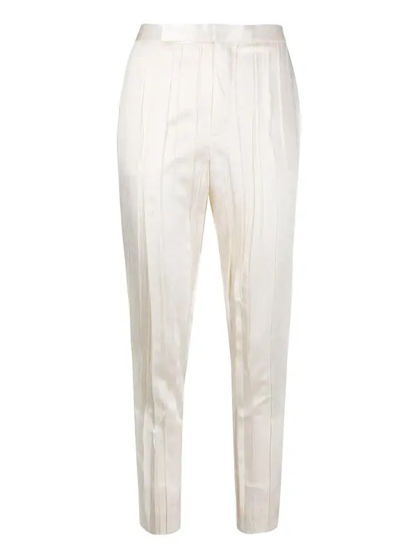 Saint Laurent Crinkle-effect Tailored Trousers - White