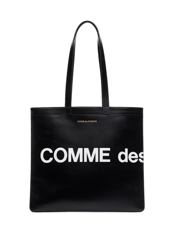 Comme Des Garçons Logo-print Leather Tote - Black