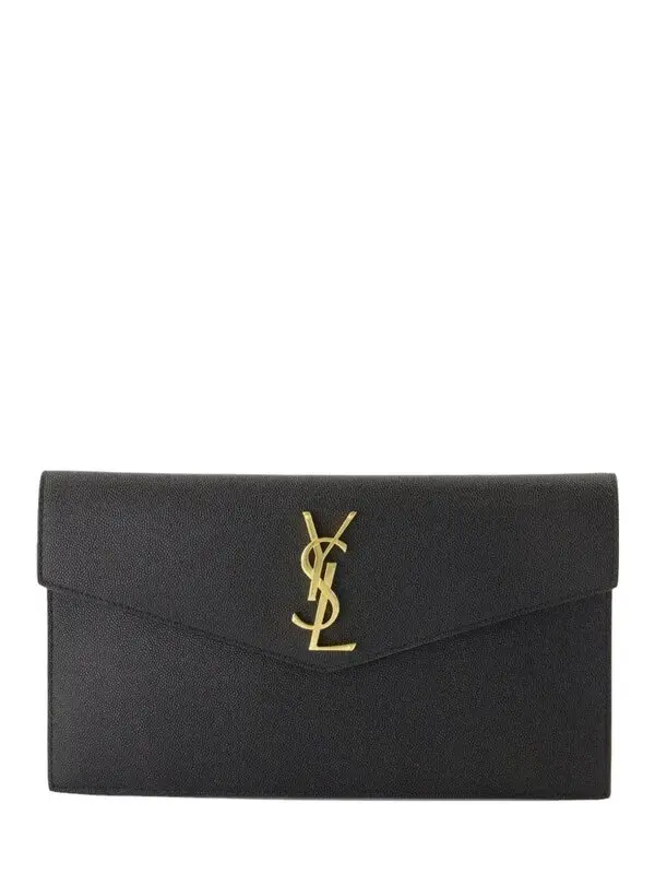 Saint Laurent Logo-plaque Clutch Bag - Black
