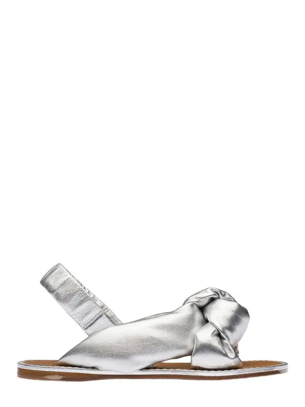 Miu Miu Knotted Flat Sandals - Silver