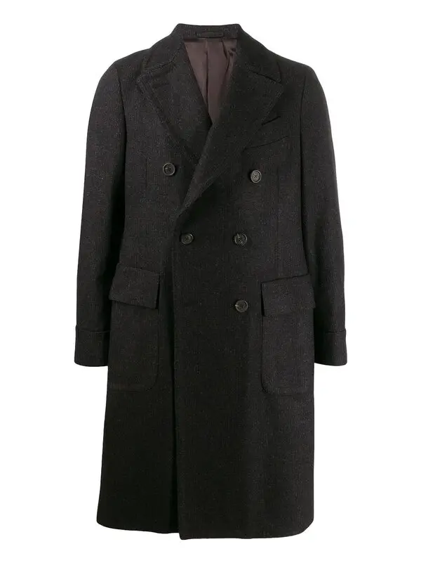 DELL'OGLIO Double-breasted Midi Coat - Grey
