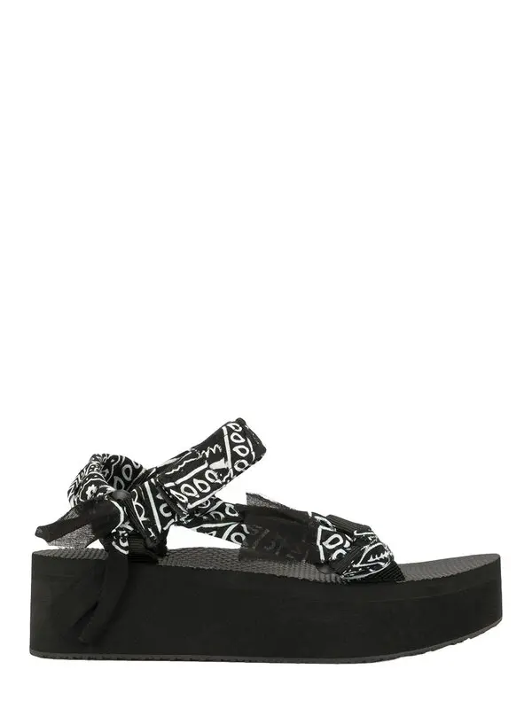 ARIZONA LOVE Bandana Wrapped Platform Sandals - Black