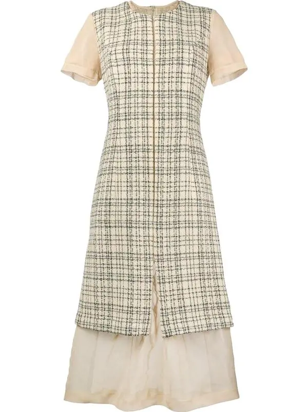 Comme Des Garçons 1997 Deconstructed Plaid Dress - Neutrals