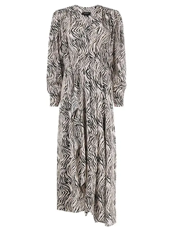 Isabel Marant Zebra-print Midi Dress - Neutrals