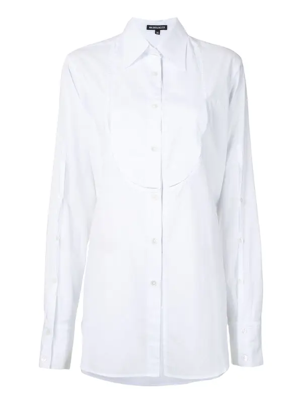 ANN DEMEULEMEESTER Longline Tuxedo Shirt - White