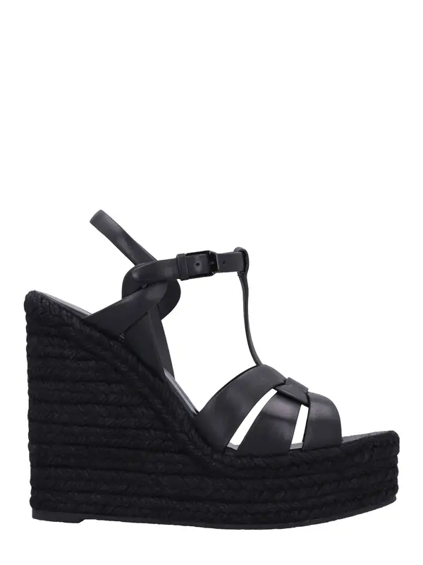 Saint Laurent Tribute Espadrille Wedge - Black